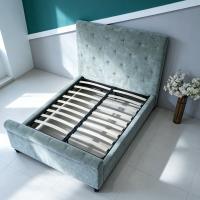 China Luxury Velvet Upholstered Bed Frame Stylish Tufted Headboard for Home Bedroom Decor for sale
