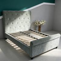 China Luxury Velvet Upholstered Bed Frame Stylish Tufted Headboard for Home Bedroom Decor for sale