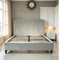 China Luxury Velvet Upholstered Bed Frame Stylish Tufted Headboard for Home Bedroom Decor for sale