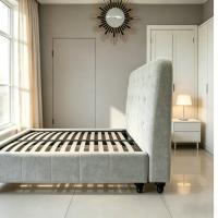 China Sturdy Wooden Bedroom Bed with Elegant Headboard Design for sale