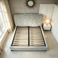 China Sturdy Wooden Bedroom Bed with Elegant Headboard Design for sale