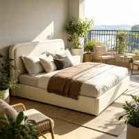 China Modern King Size Bed with Upholstered Headboard for Luxury Home for sale
