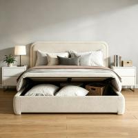China Sleek Luxury King Bed with Wooden Frame and Storage Space for sale