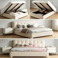 China Premium King Size Bed with Wooden Structure and Hydraulic Storage for sale