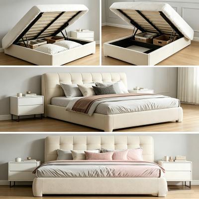 China Stylish Contemporary King Size Bed with Wooden Support Frame for sale