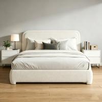 China Modern Luxury King Size Bed with Wooden and Fabric Design for sale