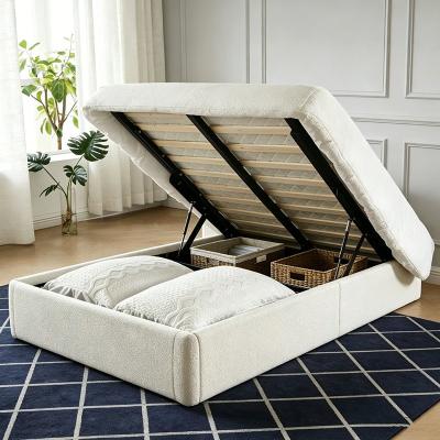China Premium Upholstered King Bed with Wooden Base and Storage for sale