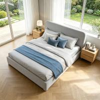 China Elegant Tufted Headboard Bed for Modern Bedroom Decor for sale