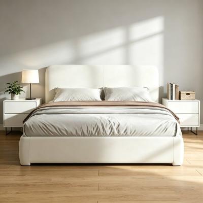 China Modern Bedroom Furniture Wooden Bed with Soft Headboard for sale