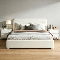 China Modern Bedroom Furniture Wooden Bed with Soft Headboard for sale