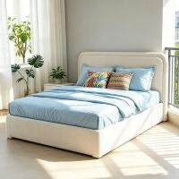 China Premium King Bed with Plush Upholstered Headboard Design for sale
