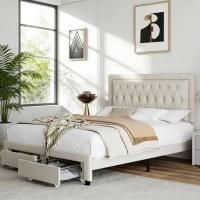 China Linen Storage Upholstered Platform Bed with 2 Drawers for sale