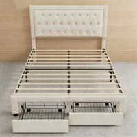 China Linen Storage Upholstered Platform Bed with 2 Drawers for sale