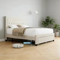 China Linen Storage Upholstered Platform Bed with 2 Drawers for sale