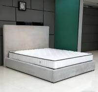 China Simple and Modern Grey Fleece Upholstered Solid Wood Slat Chinese-Made Double Bed for sale