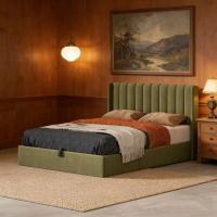 China Lift up Storage Platform Bed with Wingback Headboard for sale