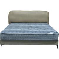 China Light Brown Minimalist Leather Bed with Smooth Curved Headboard for sale