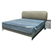 China Light Brown Minimalist Leather Bed with Smooth Curved Headboard for sale