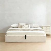 China Minimalist Headboardless Fabric Bed Sturdy Upholstered Platform Bed for sale