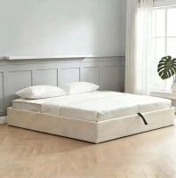 China Minimalist Headboardless Fabric Bed Sturdy Upholstered Platform Bed for sale