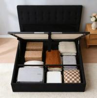 China Cozy Black Upholstered Ottoman Bed with Hidden Storage for sale