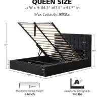 China Cozy Black Upholstered Ottoman Bed with Hidden Storage for sale