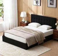 China Cozy Black Upholstered Ottoman Bed with Hidden Storage for sale