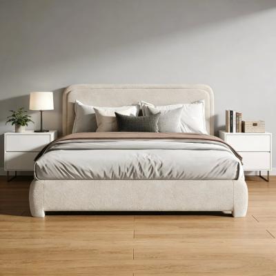 China Multi-Color Boucle Upholstered Bed Modern Soft Headboard Platform Bed for sale