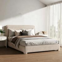 China Multi-Color Boucle Upholstered Bed Modern Soft Headboard Platform Bed for sale