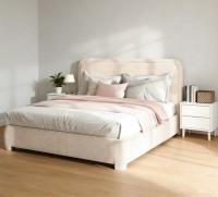 China Multi-Color Boucle Upholstered Bed Modern Soft Headboard Platform Bed for sale