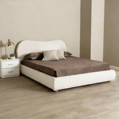 China Cozy Boucle Upholstered Platform Bed with Headboard for sale