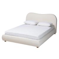 China Cozy Boucle Upholstered Platform Bed with Headboard for sale