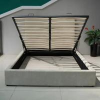 China Modern Upholstered Gas Lift Storage Bed - White Fabric Queen Size for sale