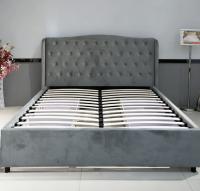China Grey Velvet Upholstered Storage Bed Frame for sale