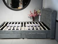 China Grey Velvet Upholstered Storage Bed Frame for sale