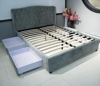 China Grey Velvet Upholstered Storage Bed Frame for sale