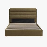 China Olive Green Upholstered Storage Bed with 3-Tier Headboard for sale