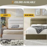 China Olive Green Upholstered Storage Bed with 3-Tier Headboard for sale