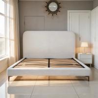 China Soft Textured Upholstered Bed Offers Plush Comfort and Timeless Style for Modern Bedrooms for sale