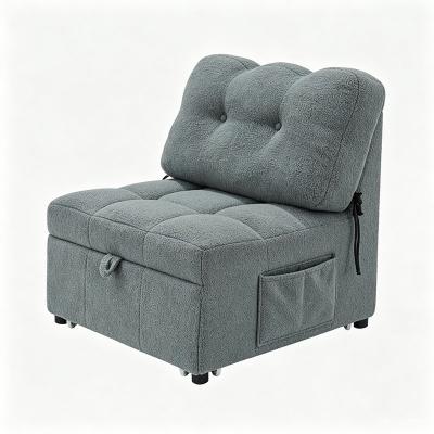 China Button-Tufted Teddy Fleece Bed Chair with Under-Seat Storage Space for sale