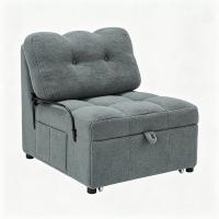 China Button-Tufted Teddy Fleece Bed Chair with Under-Seat Storage Space for sale
