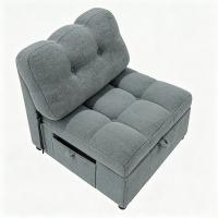 China Button-Tufted Teddy Fleece Bed Chair with Under-Seat Storage Space for sale