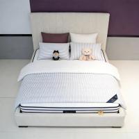 China Heavy-Duty Cream White Velvet Upholstered Bed with No Box Spring Needed for sale
