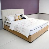 China Heavy-Duty Cream White Velvet Upholstered Bed with No Box Spring Needed for sale