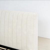China Luxury Cream White Velvet Upholstered Platform Bed for Guest Room & Villa for sale