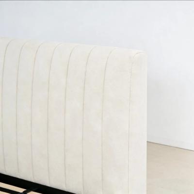 China Luxury Cream White Velvet Upholstered Platform Bed for Guest Room & Villa for sale