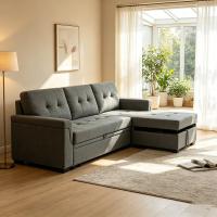 China Multi Function Armrest Cup Holder Tufted Sleeper Sofa Bed for Rental Houses for sale