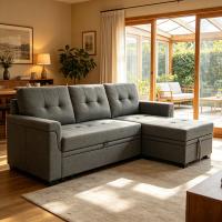 China Multi Function Armrest Cup Holder Tufted Sleeper Sofa Bed for Rental Houses for sale