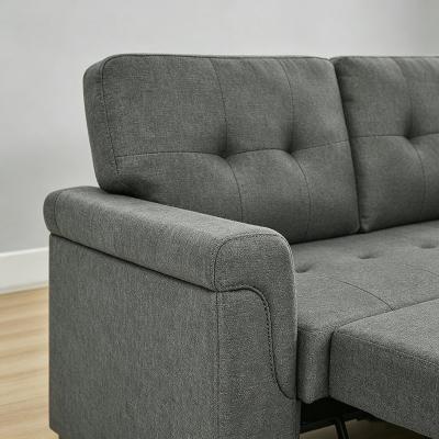 China Built-in Drink Slot Arm Linen Sleeper Sofa Bed for Short Stay Rental Flats for sale