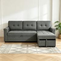 China Ergonomic Armrest Cup Tray Fabric Sofa Bed for Limited Space Studio Homes for sale